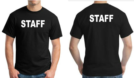 Black Staff t-shirt with white imprint - Tshirt By Design