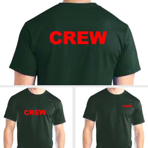 Green Crew Shirts- Red Imprint