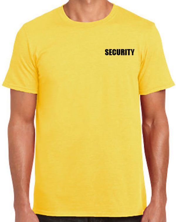 Yellow Security T-Shirts - Black Imprint - Tshirt By Design